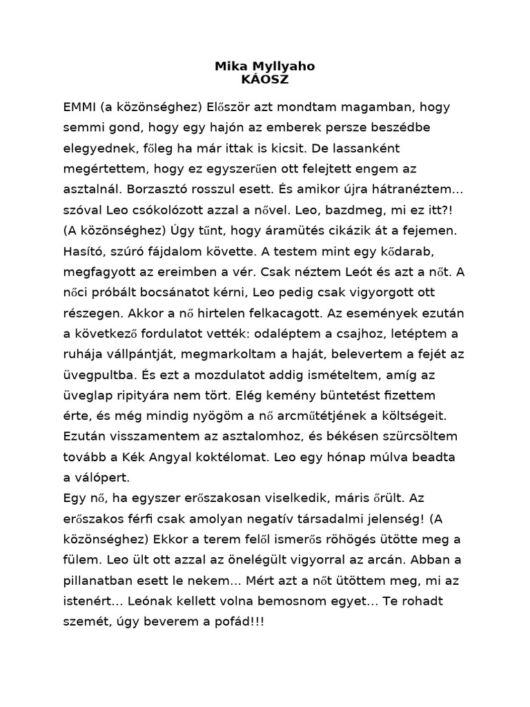 Emma Mika Myllyaho KÃ¡osz | PDF