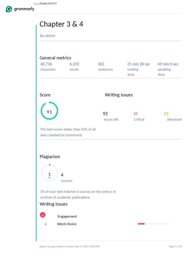 Chapter 3 & 4 Sample Grammarly | PDF | Word | Mediation