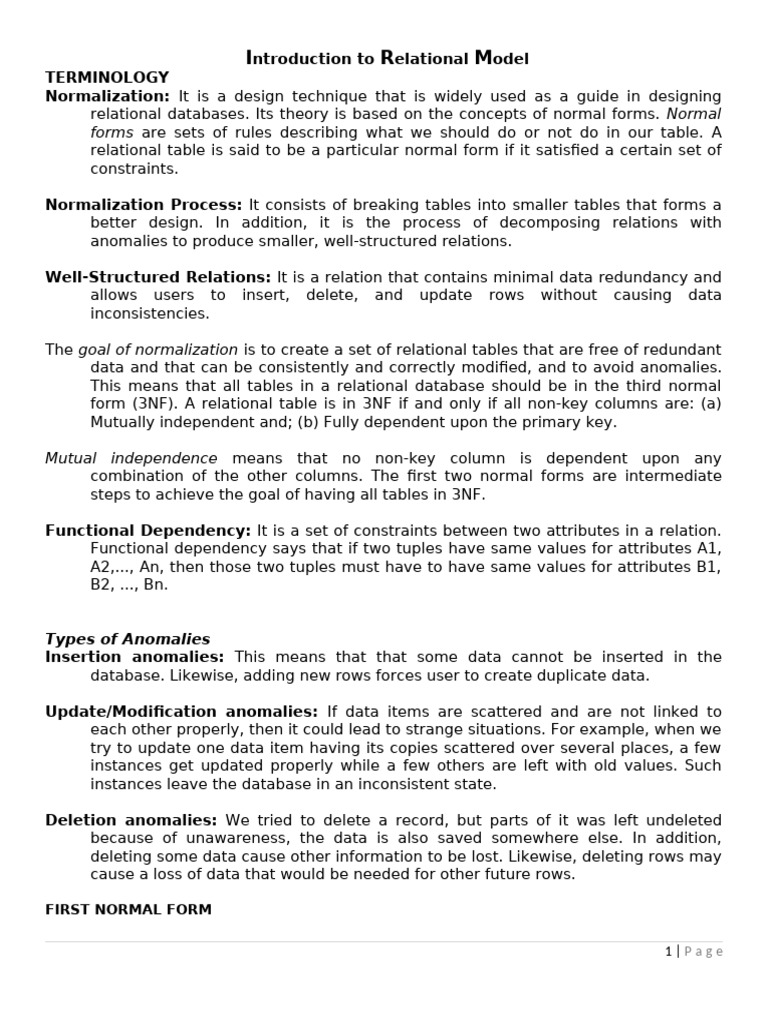Normalization FINAL Summary | PDF | Relational Model | Relational Database