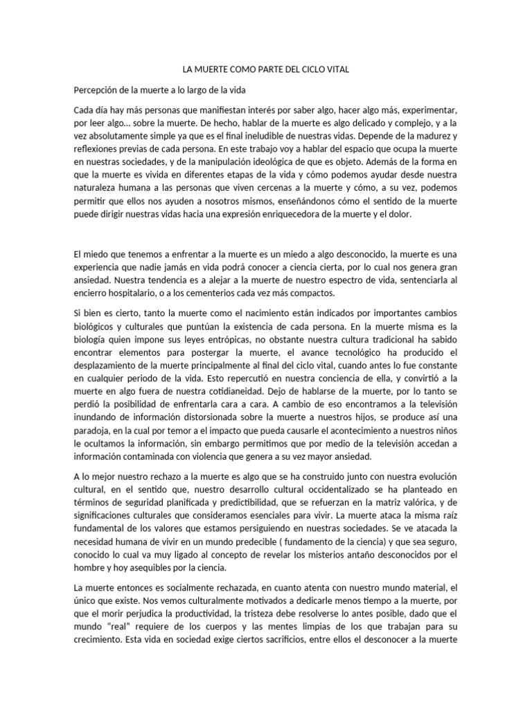 La Muerte en el Ciclo Vital Humano | PDF | Muerte | Pensamiento