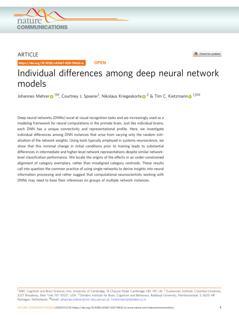 Individual Differences Among Deep Neural Network | PDF | Deep Learning | Statistical Classification