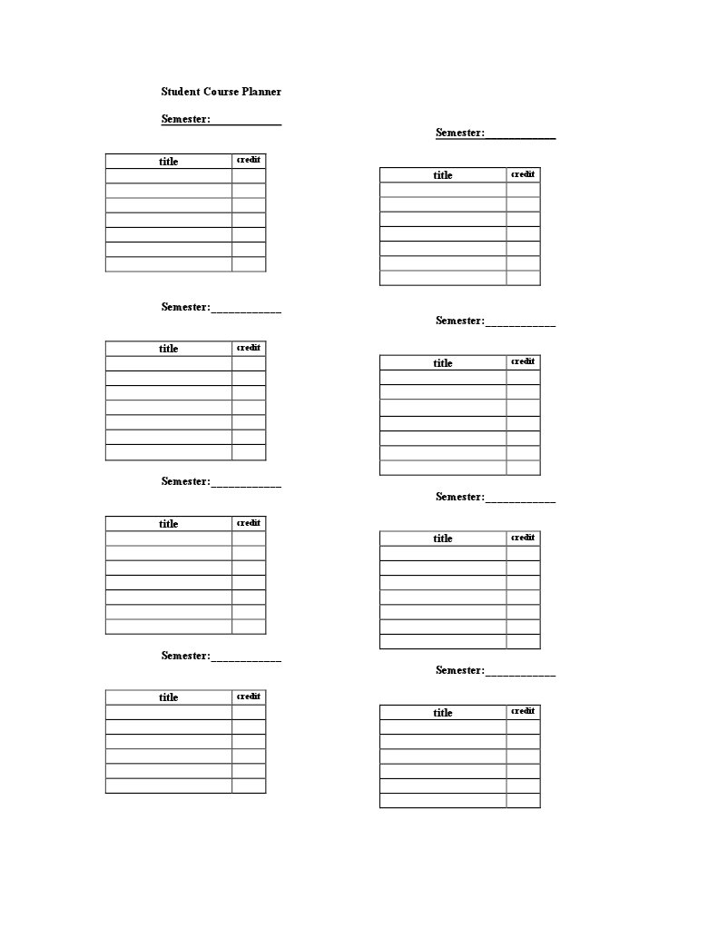 Student Course Planner Template | PDF