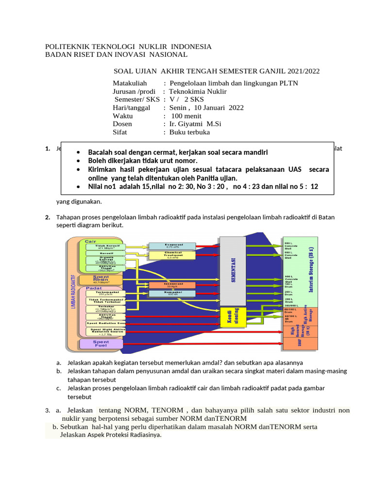 SOAL UJIAN UAS Pengelolaan Limbah 2022 | PDF