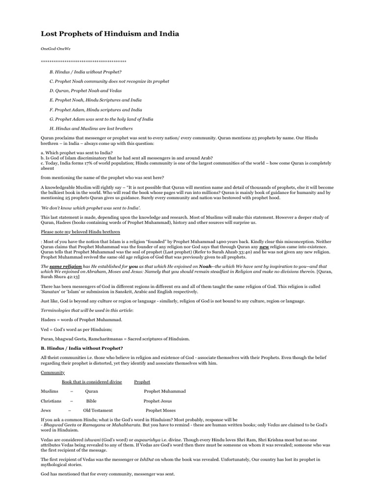 17 - Lost Prophets of Hinduism and India | PDF | Prophets And ...