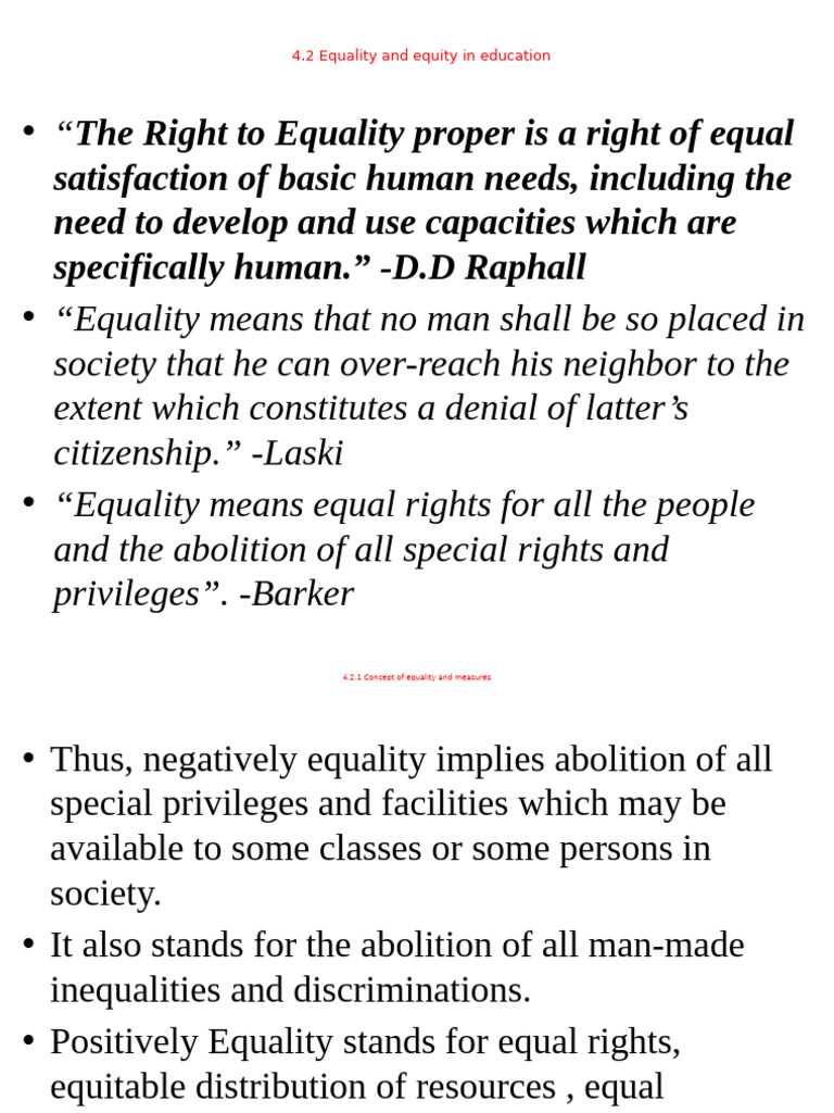 4.2 Equality and Equity in Education Lesson 2.-DrKusum | PDF | Social ...