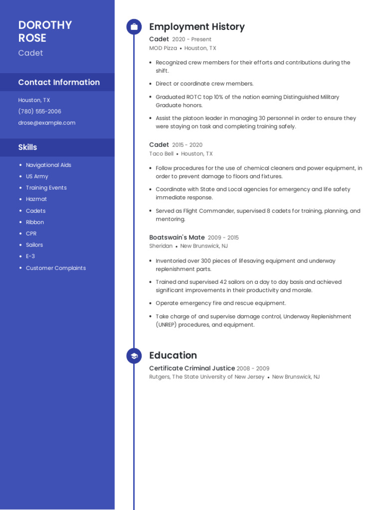 Cadet Resume 1 | PDF