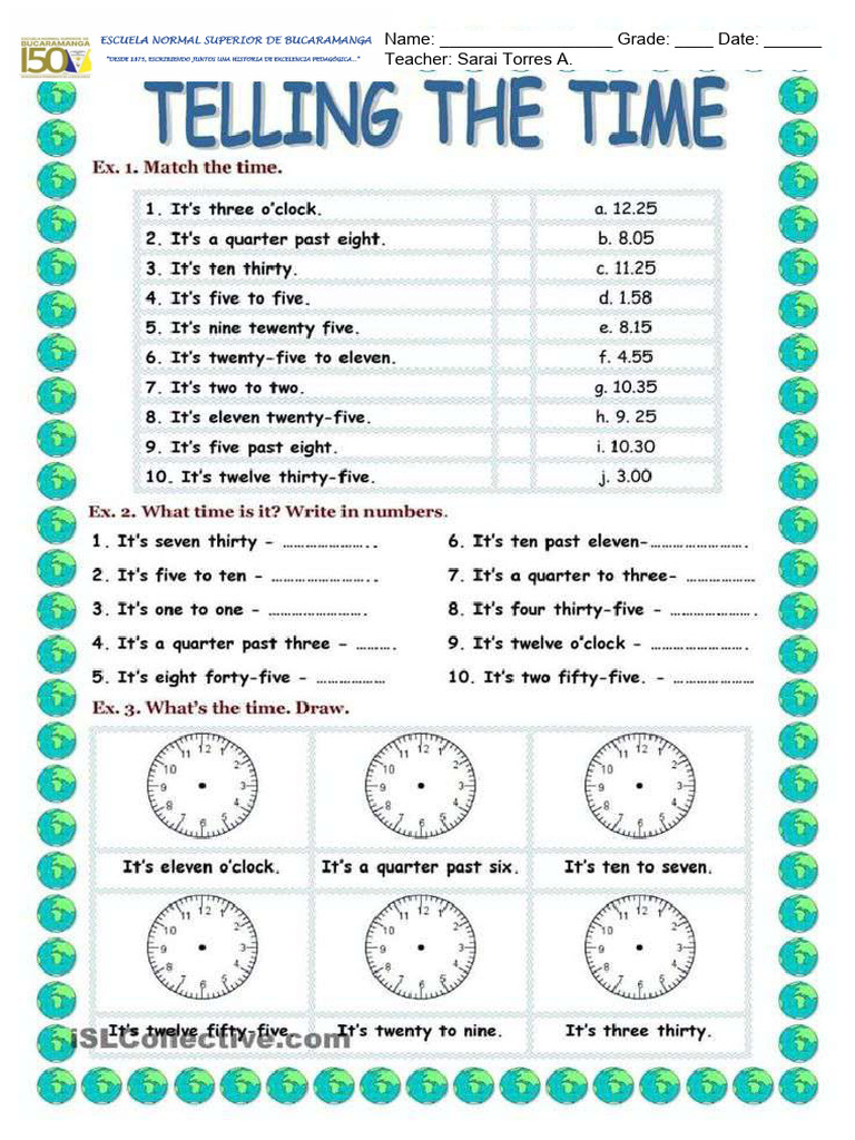Guia 3 Telling The Time | PDF