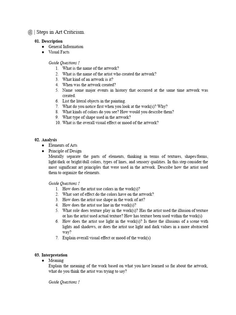 Art Criticism: Steps and Types Explained | PDF | Impressionism | Paintings