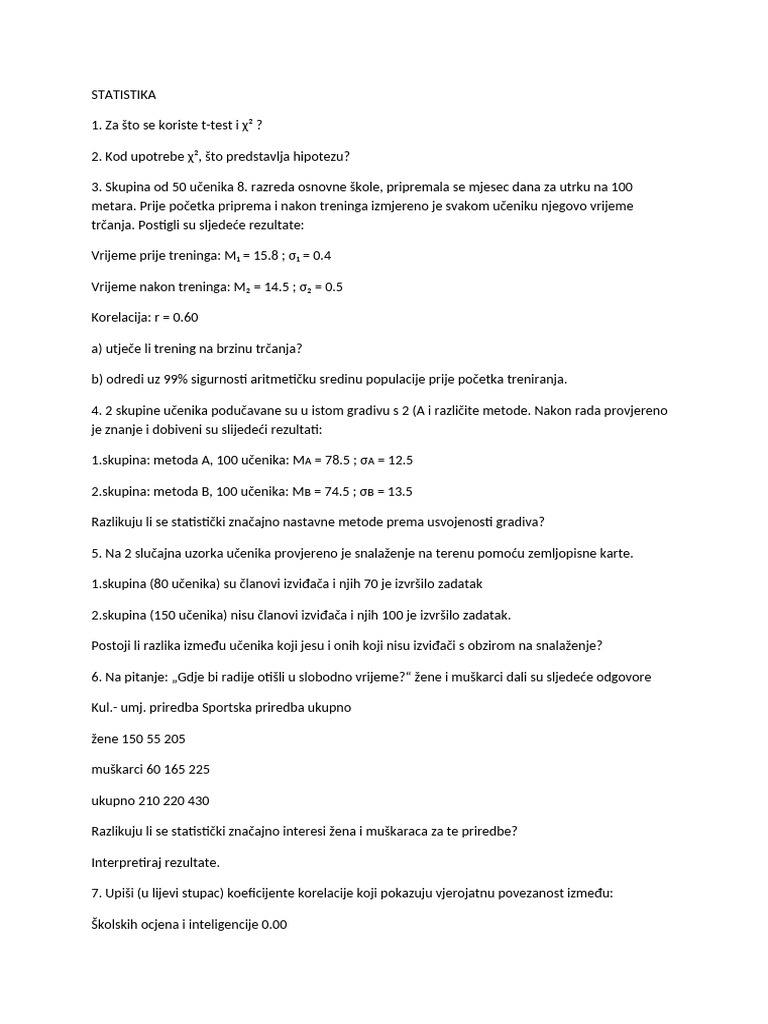 STATISTIKA Jagic PITANJA | PDF