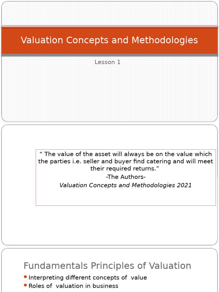 PROF-E1-LESSON-1 | PDF | Valuation (Finance) | Value (Economics)