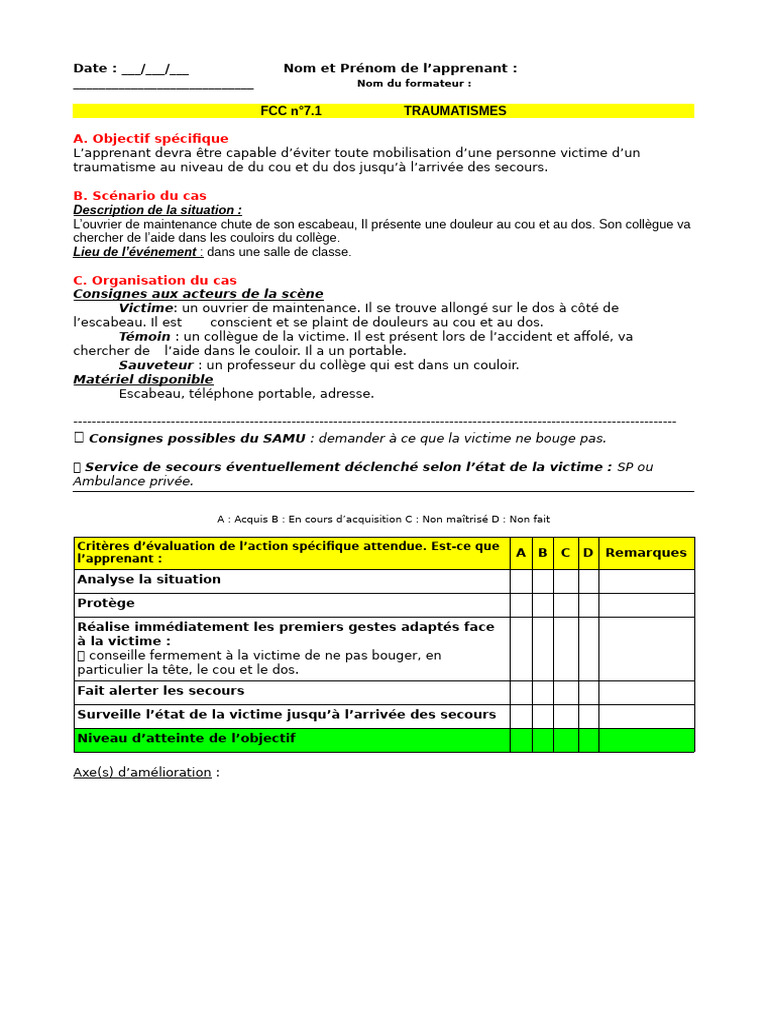 Cas concret : Secours en cas de traumatisme | PDF