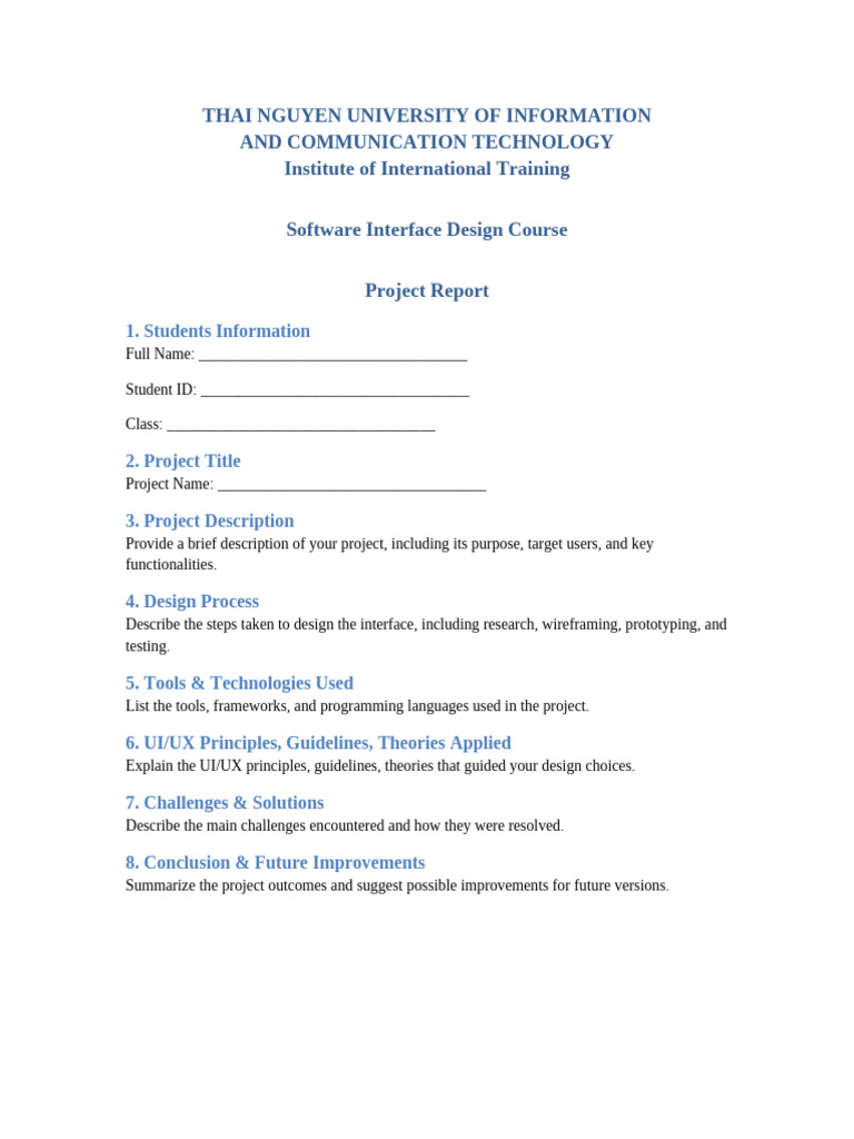 Software Interface Design Project Report | PDF
