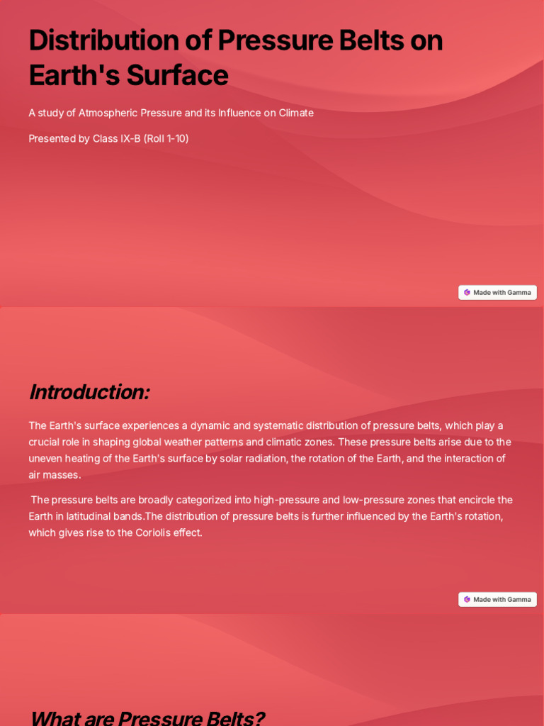 Distribution of Pressure Belts On Earths Surface | PDF | Atmospheric Circulation | Wound
