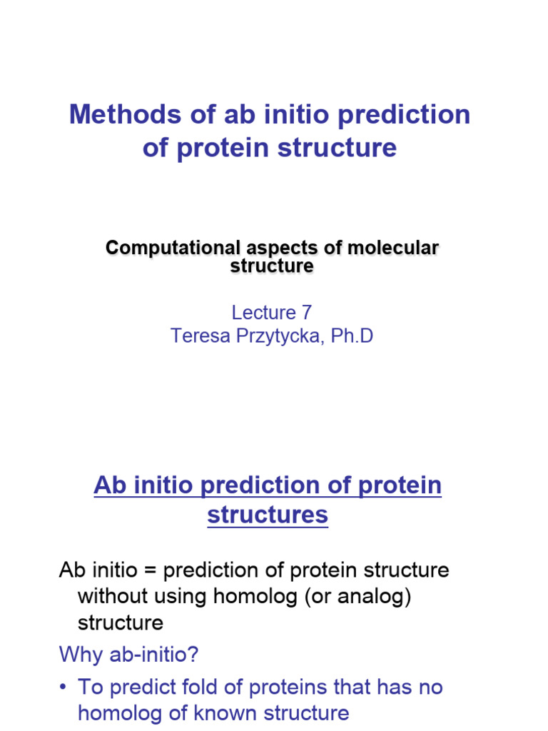 Ab Initio Protein Structure Prediction | PDF | Markov Chain | Protein ...