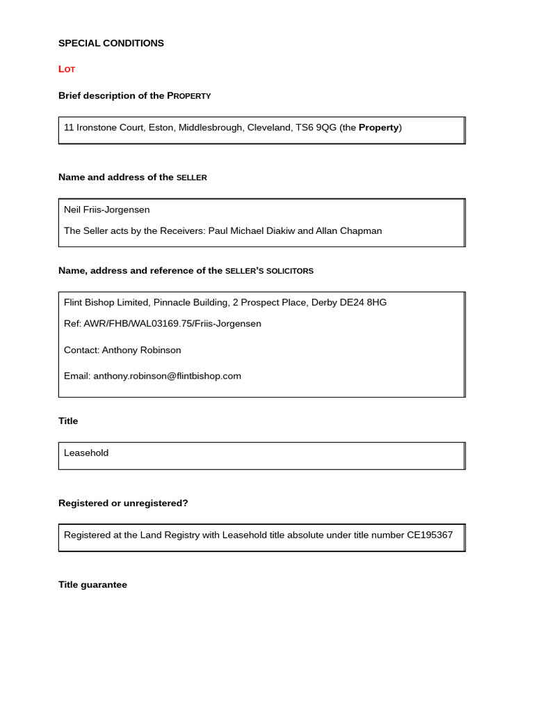 Lot - 15 - Draft Contract - Auction LPA | PDF | Lease | Leasehold Estate