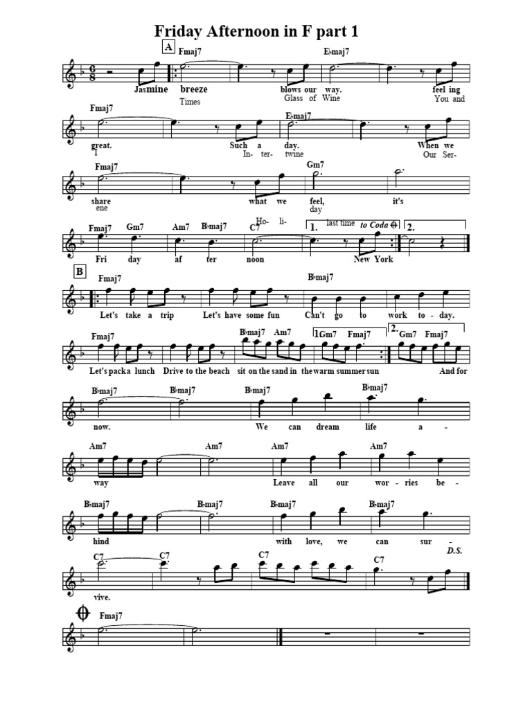 Friday Afternoon in F part 1 with lyrics | PDF