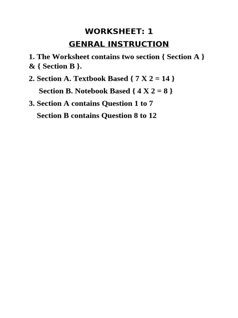 Worksheet Instructions and Structure | PDF
