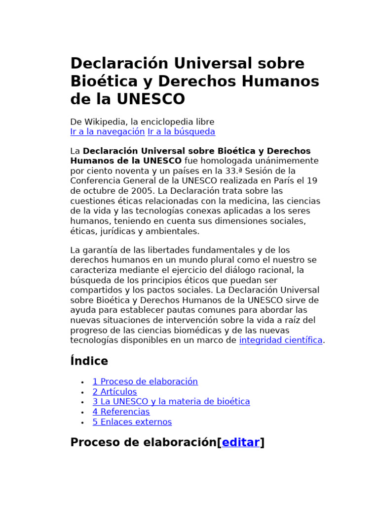 Declaración UNESCO sobre Bioética y Derechos Humanos | PDF | Bioética ...