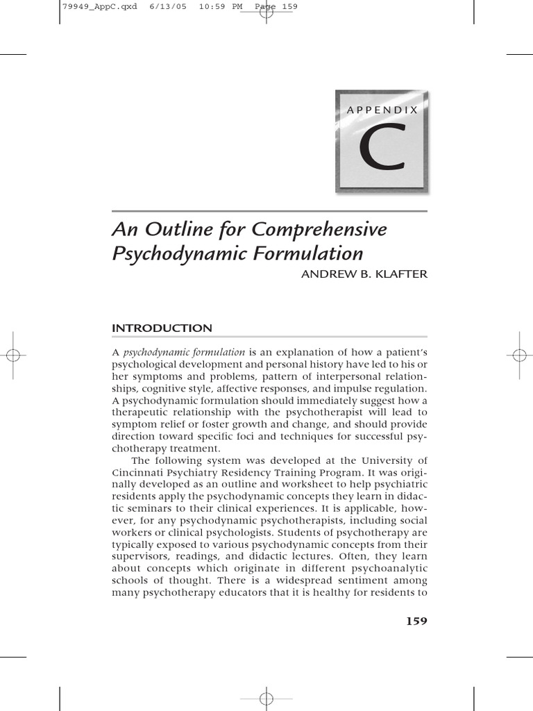Klafter - An Outline For Comprehensive Psychodynamic Case Formulation ...