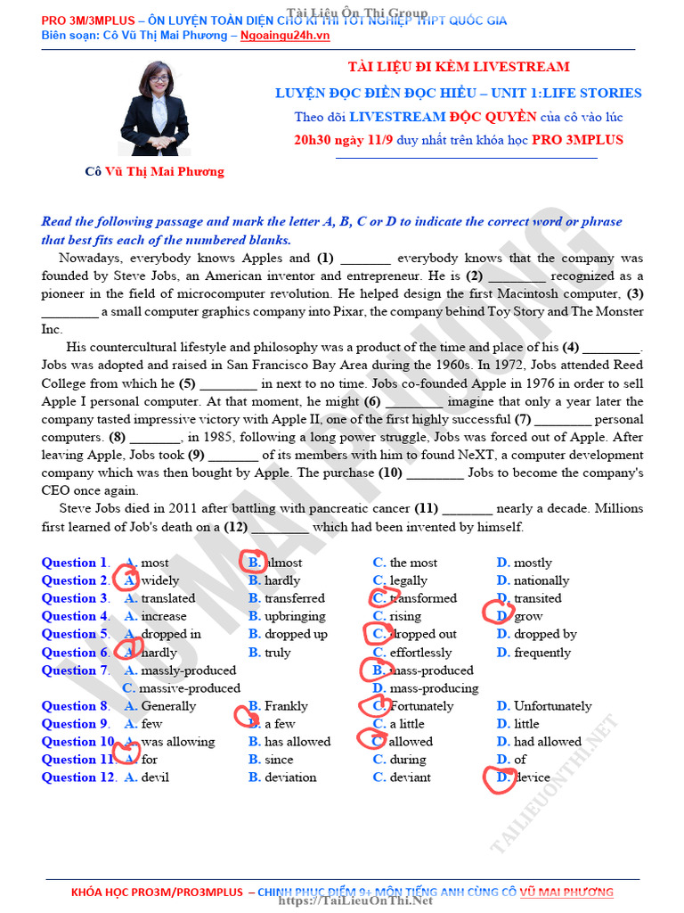 1-1.TaiLieu-Đọc điền - Đọc hiểu chuyên sâu bám sát SGK (Buổi 1) - PDF | PDF | Swimming (Sport)