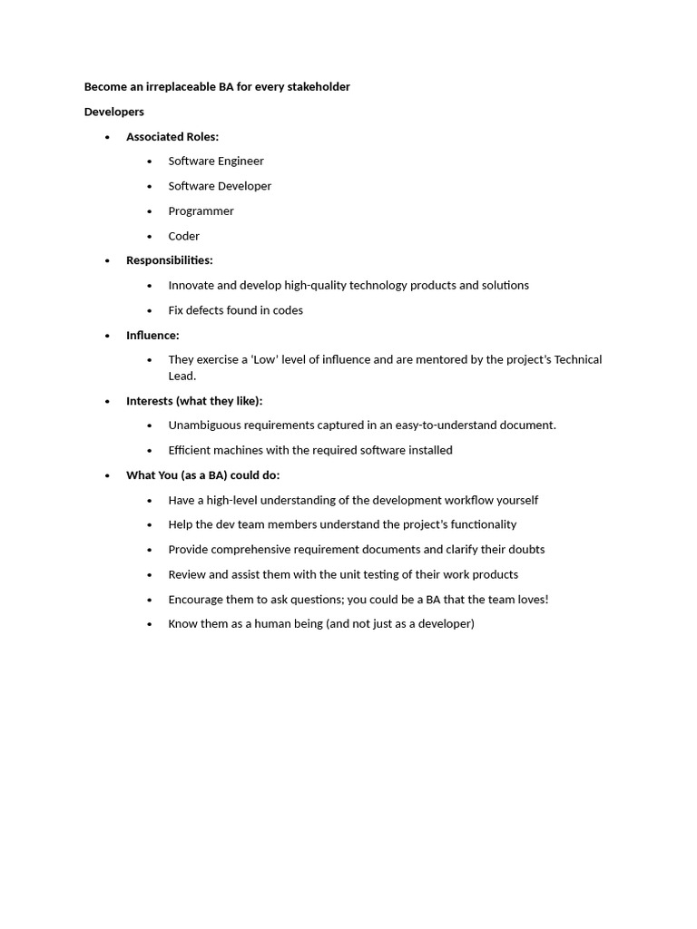 Become An Irreplaceable BA For Every Stakeholder | PDF