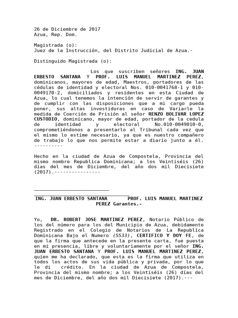 Carta Garante Renzo | PDF