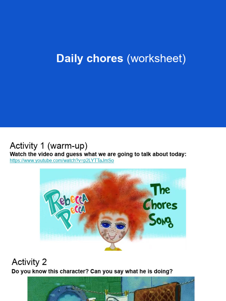 Daily Chores Worksheet | PDF