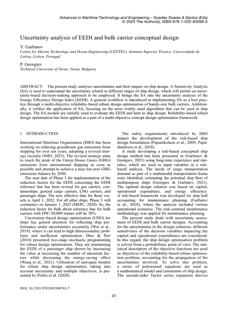 Uncertainty analysis of EEDI and bulk carrier conceptual design | PDF | Mathematical ...