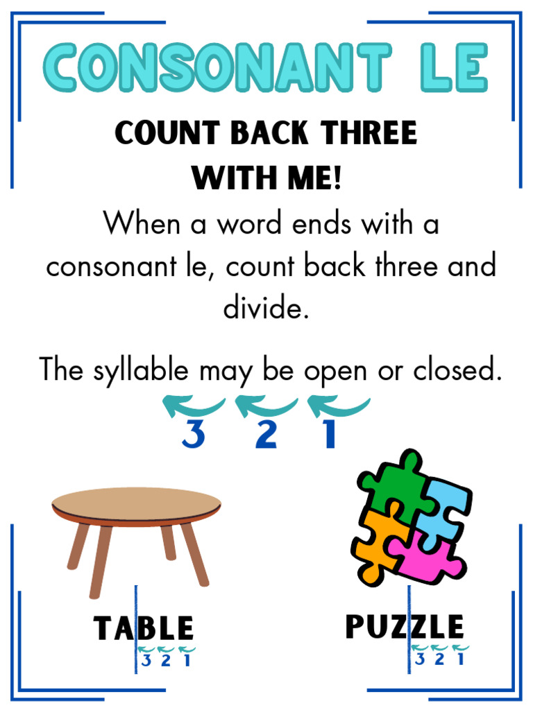 Count Back Three With Me!: Consonant Le | PDF