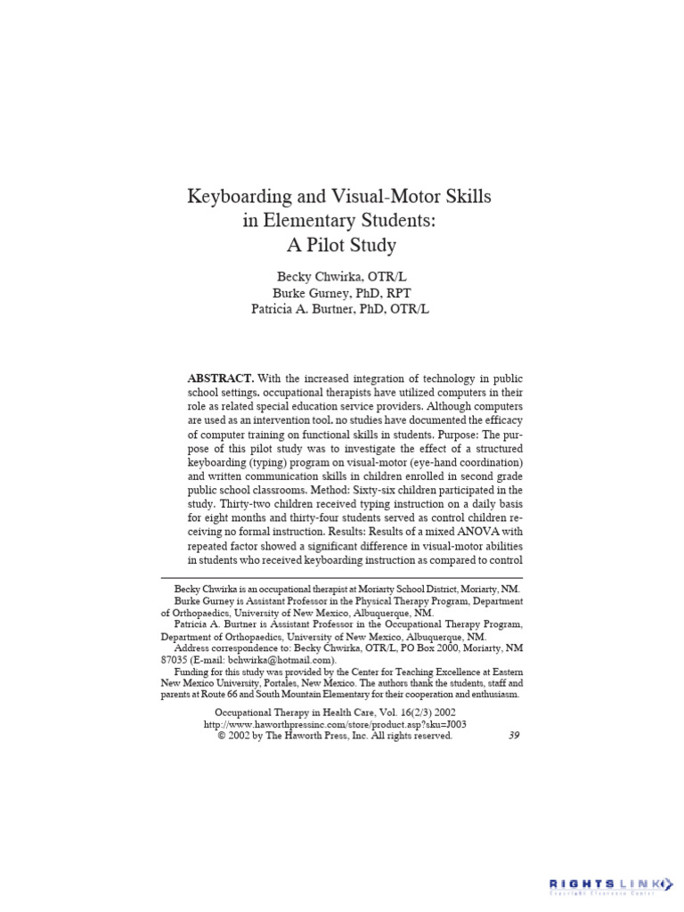 Chwirka 等 - 2002 - Keyboarding and visual-motor skills in elementary students A pilot study ...