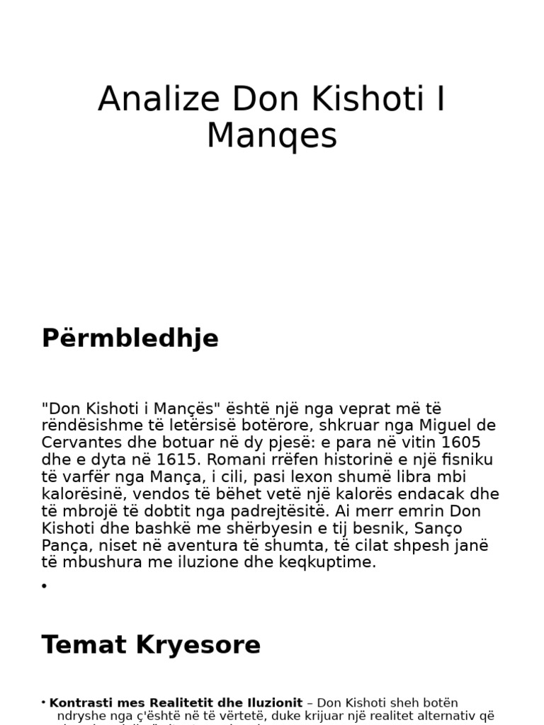 Analize Letrare Don Kishoti I Mances | PDF