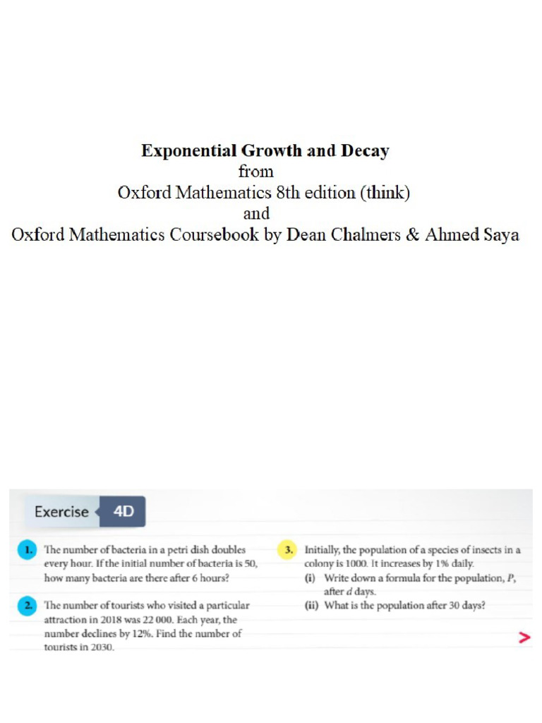 Exponential Growth & Decay (8th Ed. & Saya) | PDF