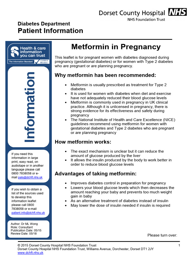 Metformin Use in Pregnancy for Diabetes | PDF | Diabetes | Gestational ...