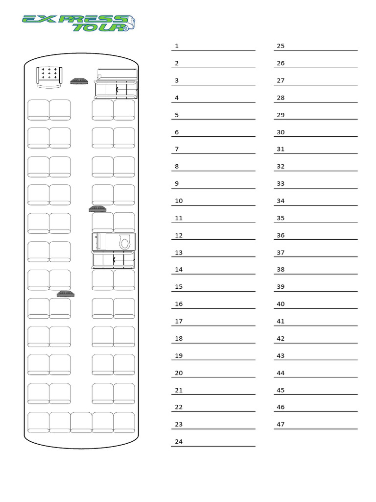 Distribucion Asientos Irizar 47 Pax | PDF