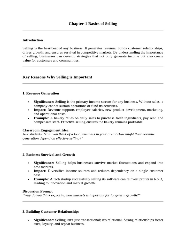 Ch1 Basics of Selling - Final | PDF | Sales | Retail