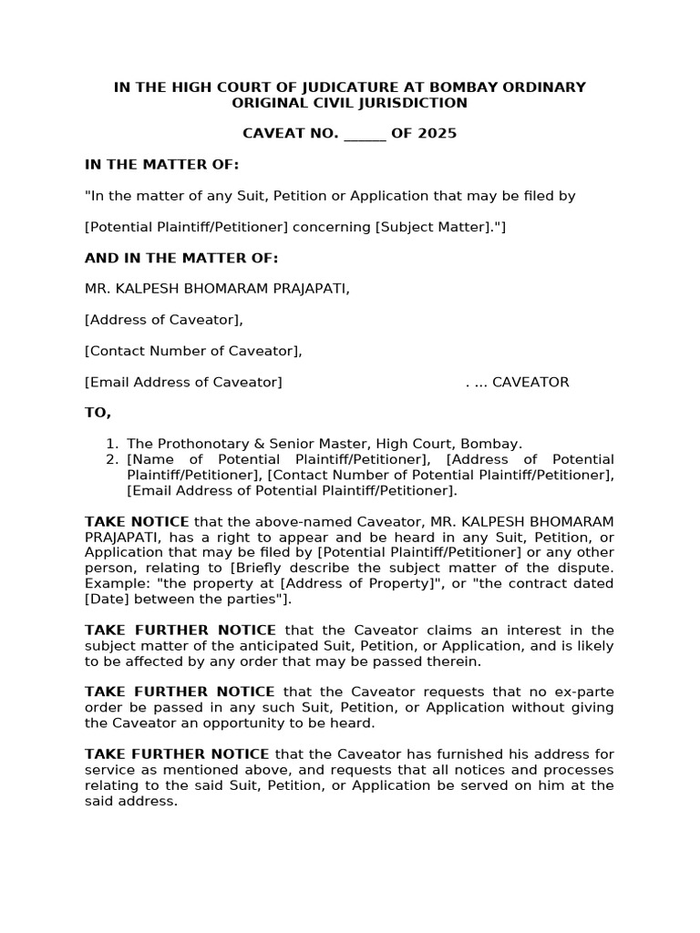 Draft Caveat | PDF