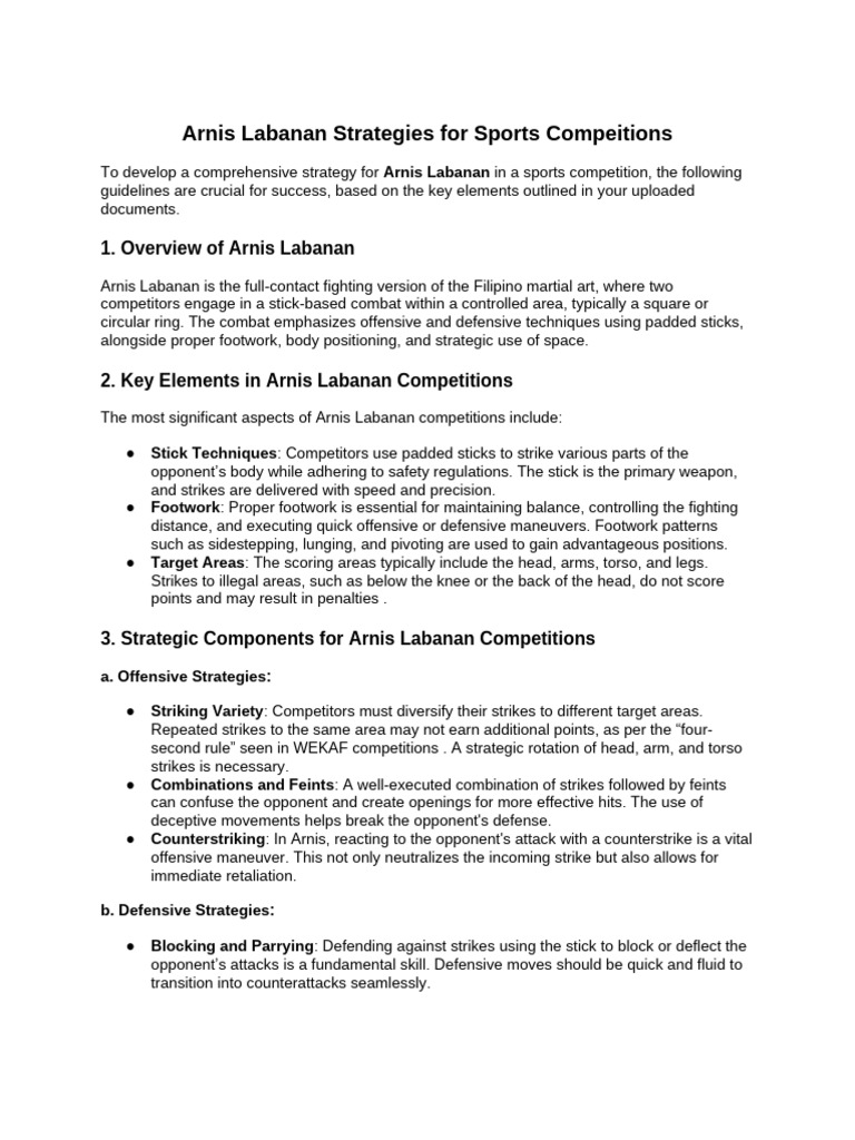 Arnis Labanan Competition Strategies | PDF