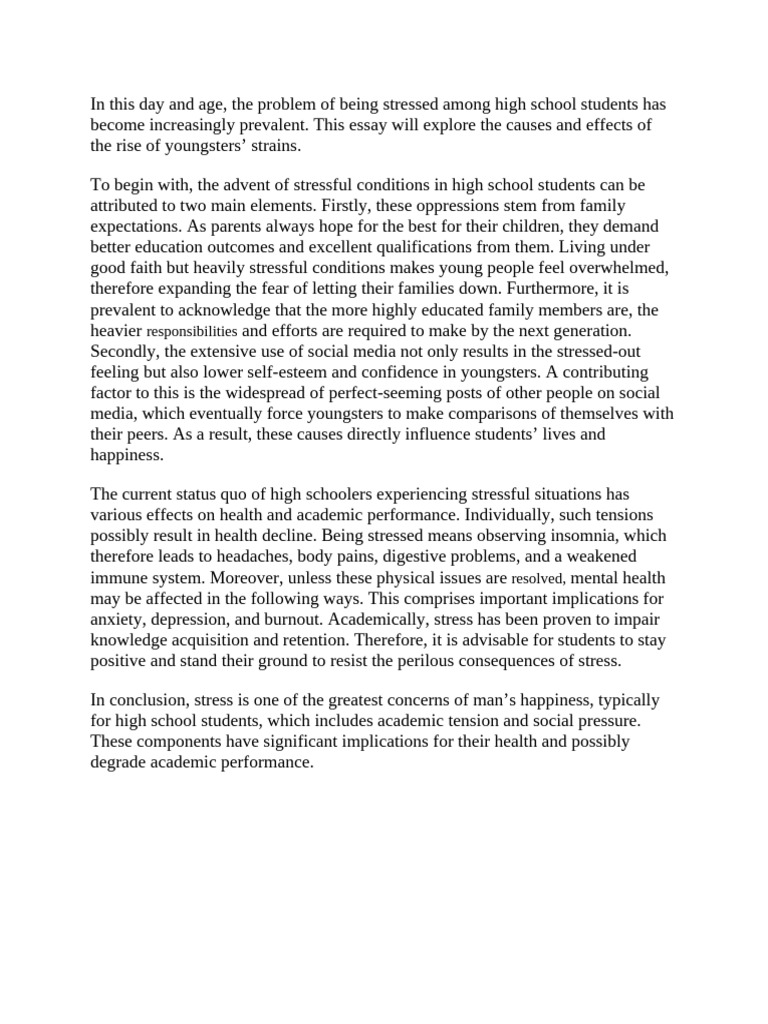 Causes and Effects of Student Stress | PDF
