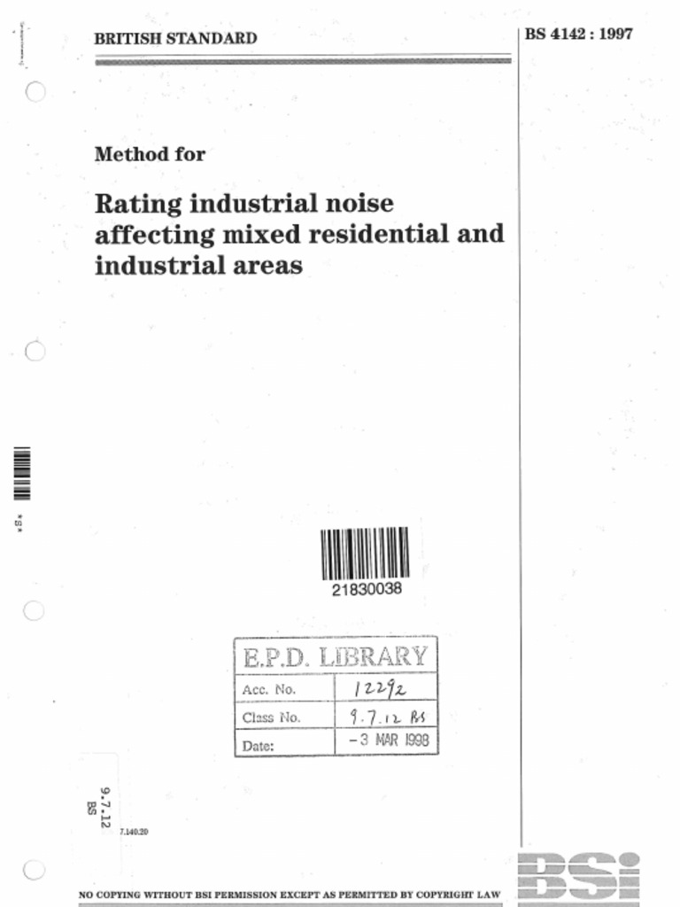 BS 4142 - 1997 | PDF