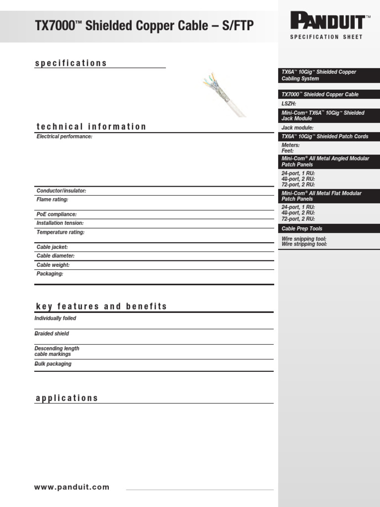 datasheet-cat7-panduit-psl7004gr-ced-2pdf (1) | PDF | Information And Communications Technology ...