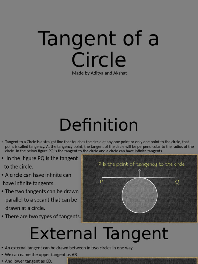 Tangent of A Circle | PDF | Tangent | Circle