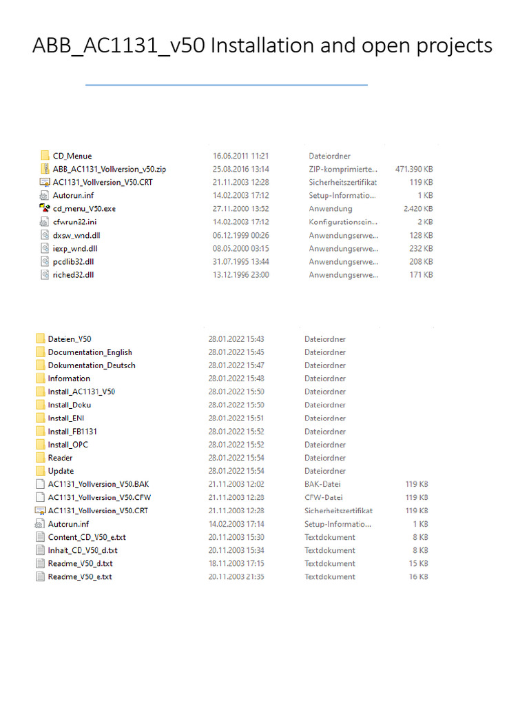 ABB - AC1131 - v50 Installation and Open Projects | PDF