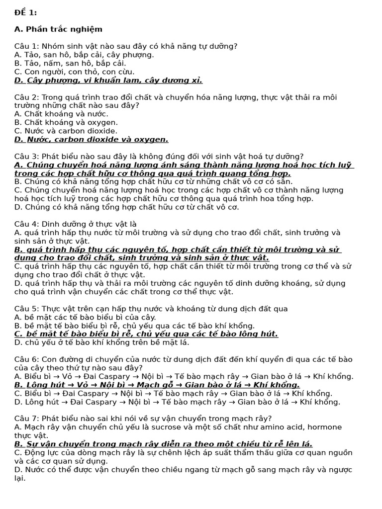 ĐỀ-SINH-11-GK1 | PDF