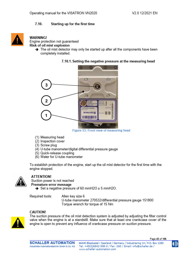 Setting The Negative Pressure at The Measuring Head OMD | PDF | Pressure Measurement | Pressure