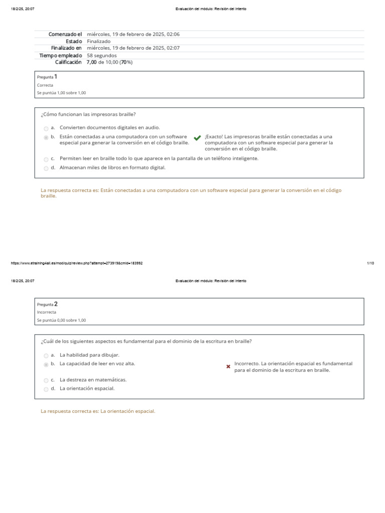 Evaluación Del Módulo3 - Revisión Del Intento | PDF | Taquigrafía | Discapacidad visual