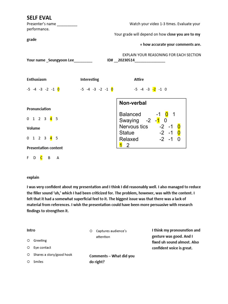 Self eval | PDF | Cognition | Human Communication