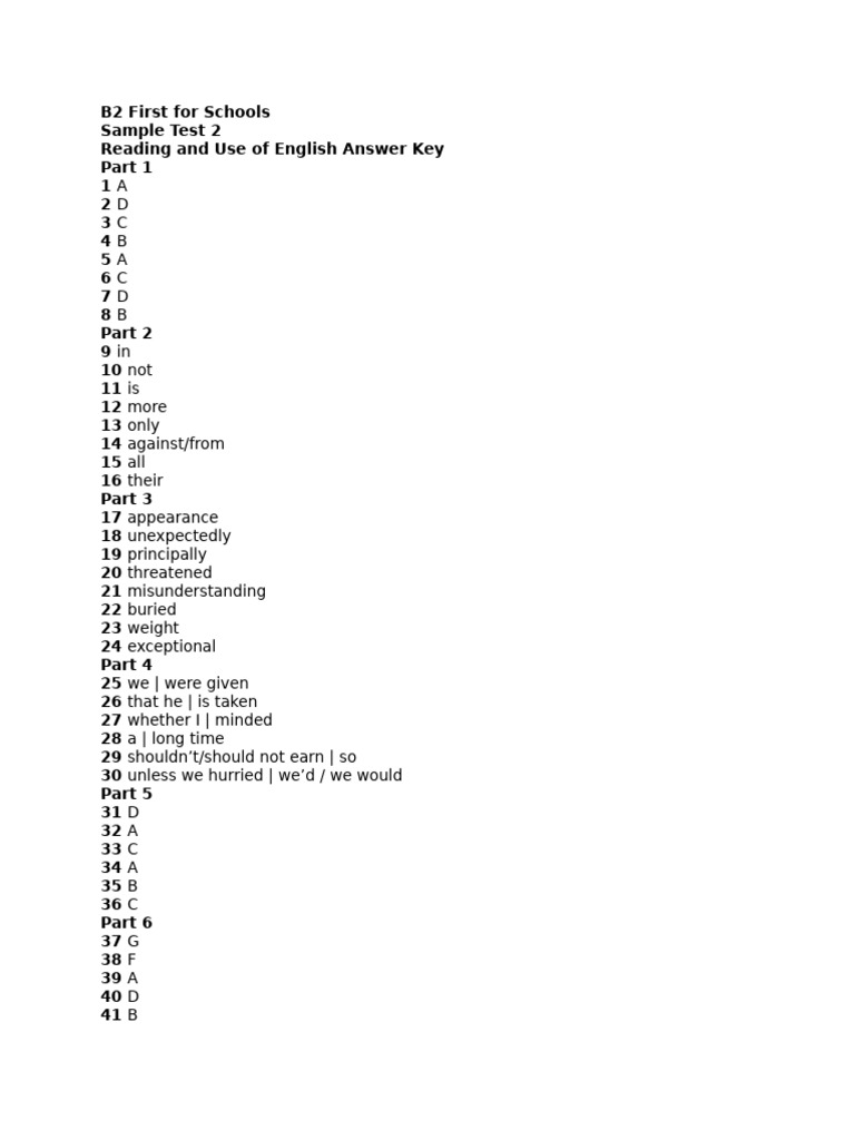 First Fs Reading and Use of English Test 2 - Answers | PDF