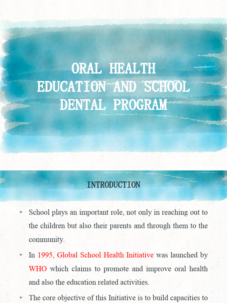 Oral Health Education and School Dental Program 2 | PDF | Health Care ...