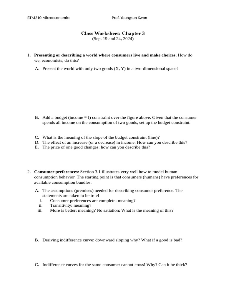 Class Worksheet 3 | PDF | Cost Of Living | Utility