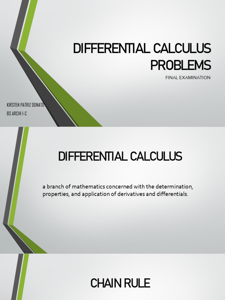 Differential Calculus Exam Problems Pdf Derivative Integral
